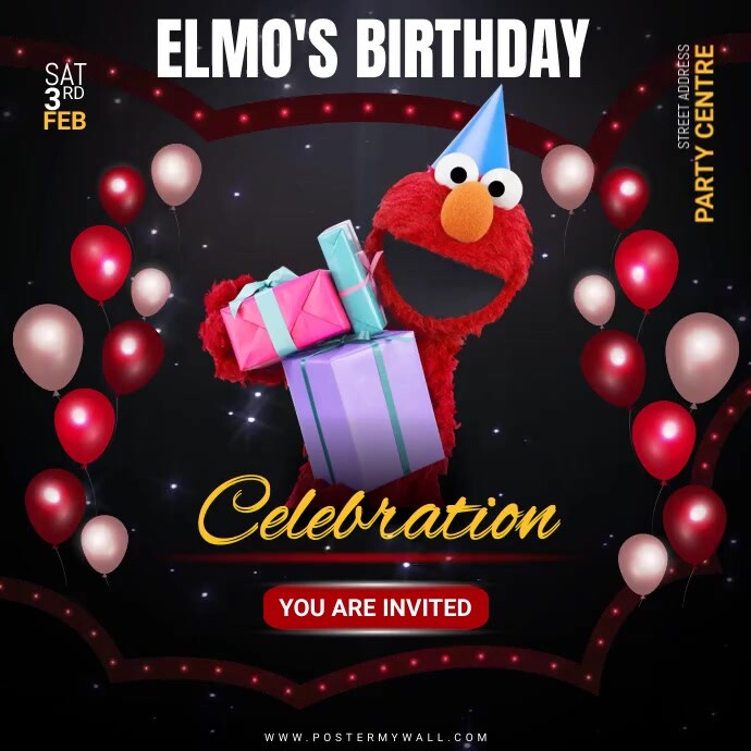 Elmo's Birthday, Birthday Post Template | PosterMyWall