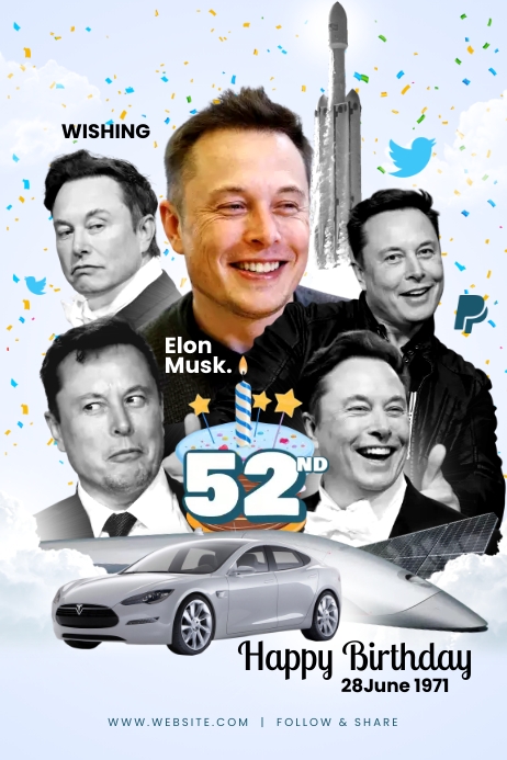 Copy of Elon Musk Birthday Poster Template | PosterMyWall