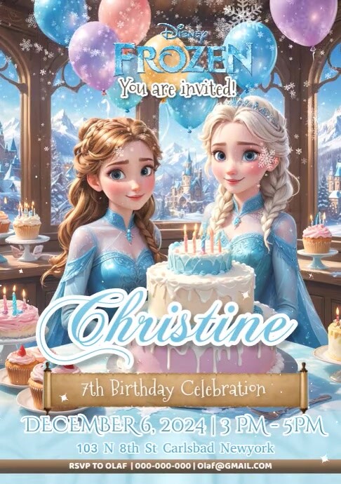 Elsa and Ana Birthday invitation Template | PosterMyWall