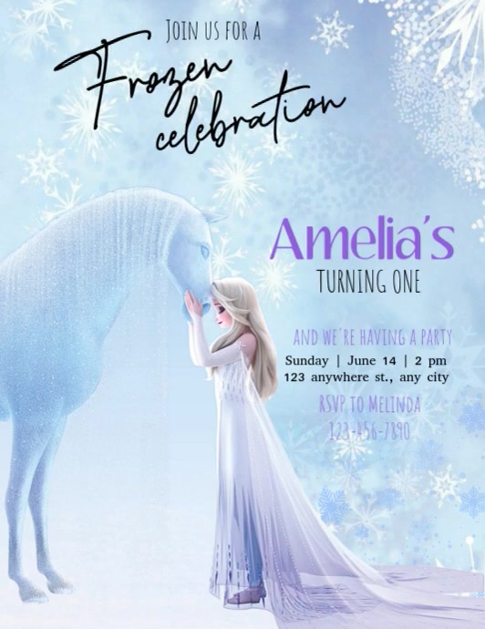 Elsa Frozen girls birthday invitation Template | PosterMyWall