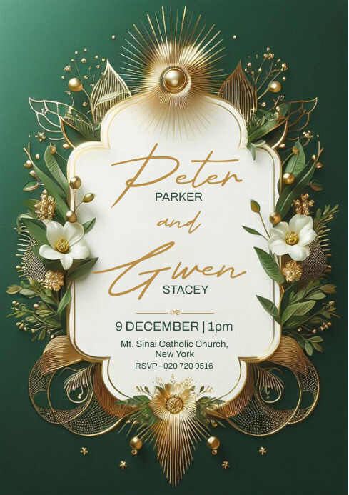 emerald green and gold wedding Template | PosterMyWall