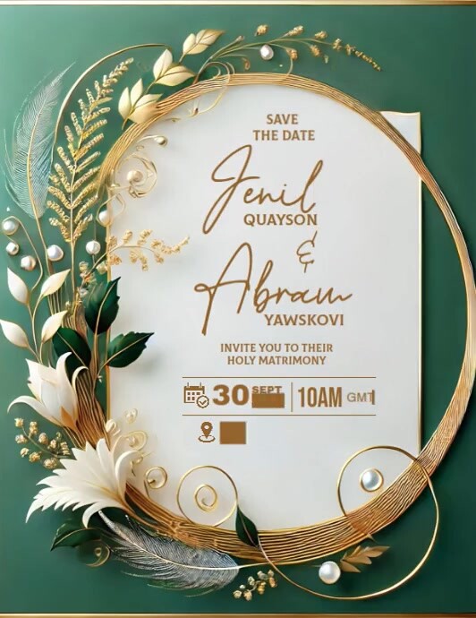 Emerald Green Wedding Invitation Template | PosterMyWall
