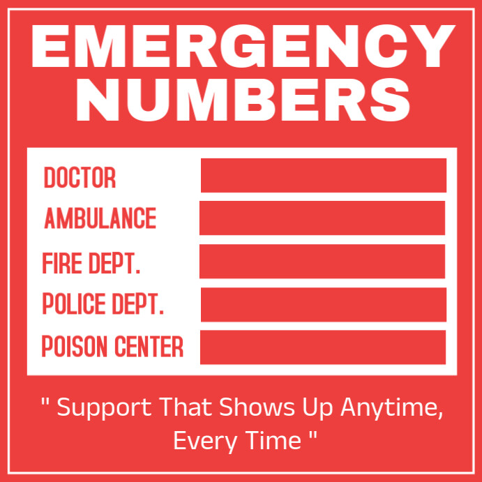 Copy of Emergency Numbers Poster Instagram Post | PosterMyWall