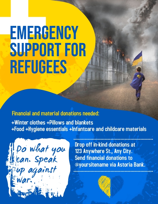 Emergency Support For Refugees Flyer Template | PosterMyWall