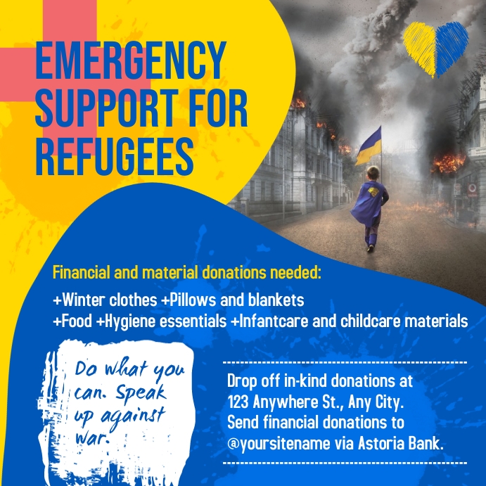 Emergency Support For Refugees Instagram Post Template | PosterMyWall