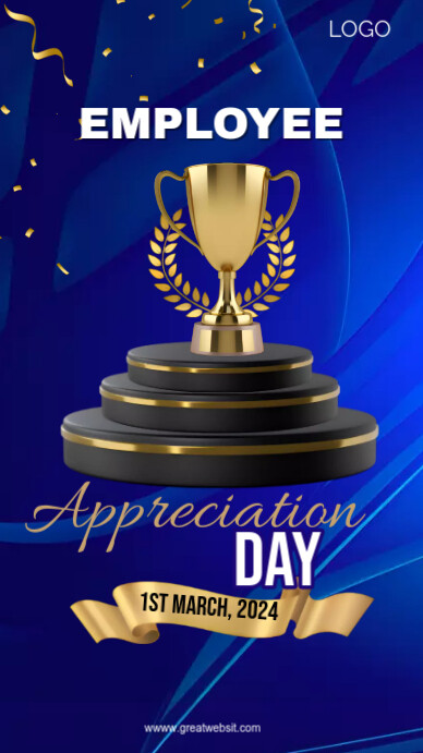 Employee Appreciation Day blue and gold Template | PosterMyWall