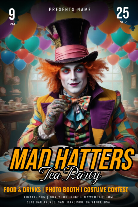 Enchanting Mad Hatters Tea Party Poster Template | PosterMyWall