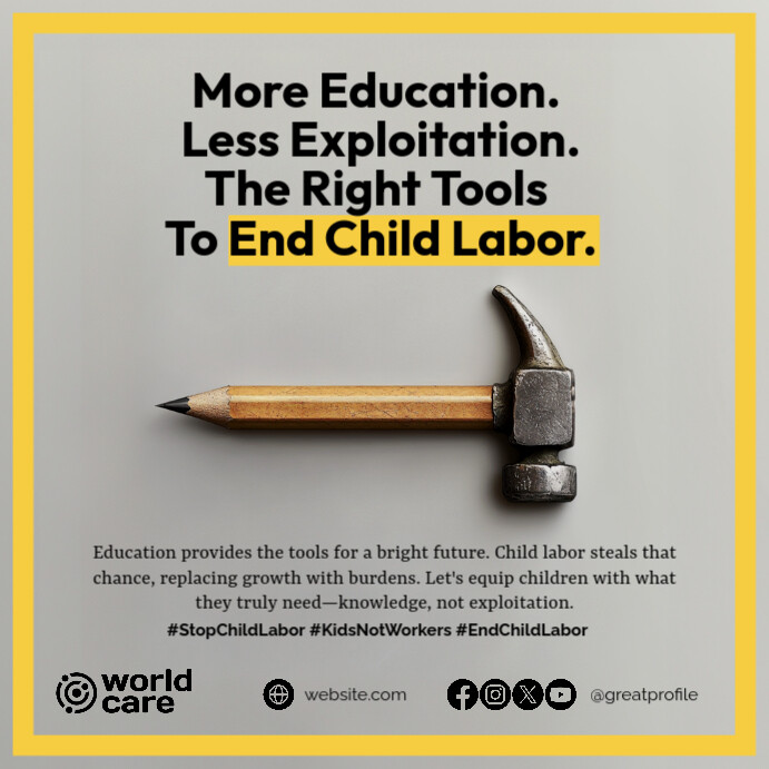 End Child Labor Awareness Campaign Poster Template Instagram Post ...