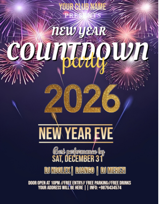 End of the year countdown party flyer Template | PosterMyWall