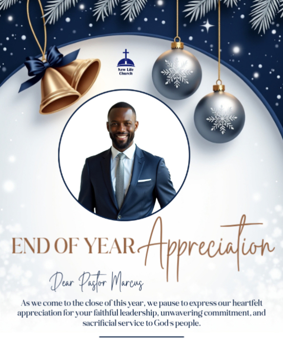 End of Year Church Appreciation Card Pastor Thank You Christmas ...
