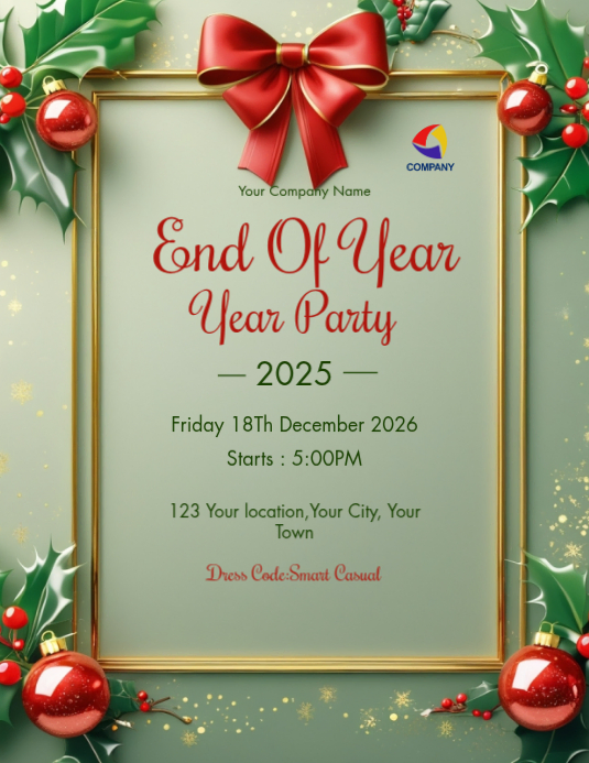 End of year party invitation card flyer Template | PosterMyWall