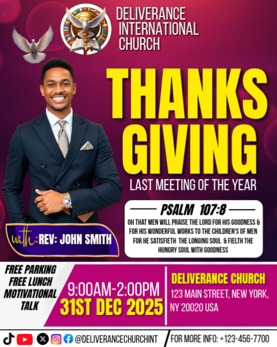 End Year Thanksgiving Church Service Social Media Editable Doster ...