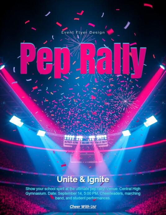 Plantilla de Energetic pep rally school flyer design template ...