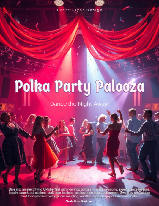 Energetic polka dance Oktoberfest bash flyer editable template ...