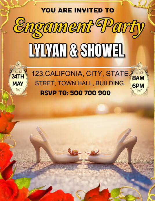 Engagement party invitation flyer design Template | PosterMyWall