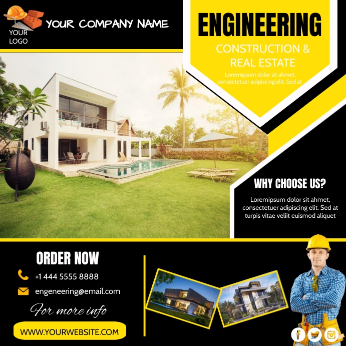 engineering and construction service template | PosterMyWall