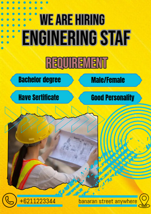 Enginering Hiring Staf Template | PosterMyWall