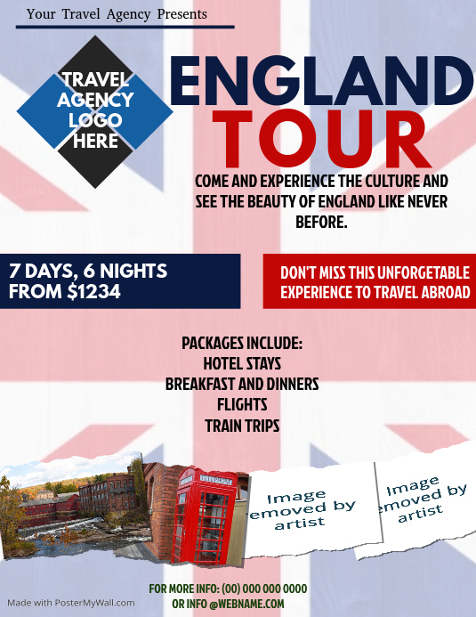 England Tour Packages Flyer Template | PosterMyWall