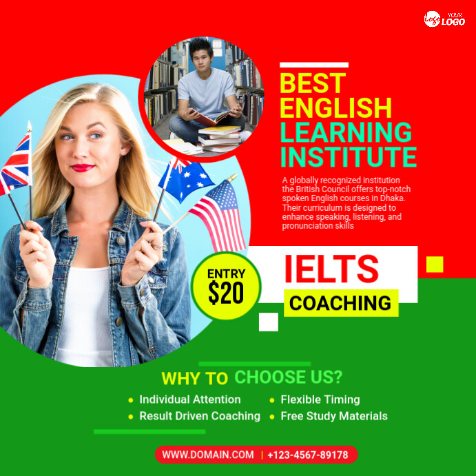 Copy of English Coaching Center Template | PosterMyWall
