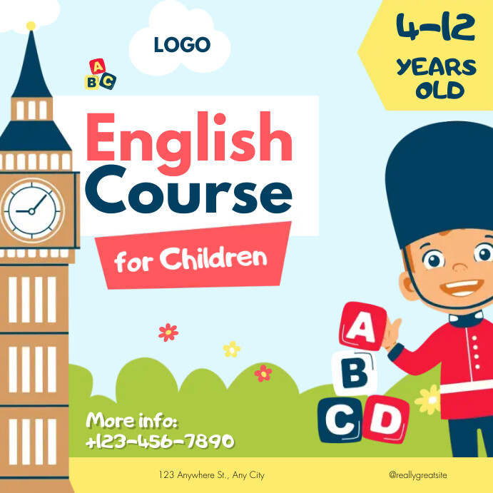 ENGLISH LEARNING COURSE Template | PosterMyWall