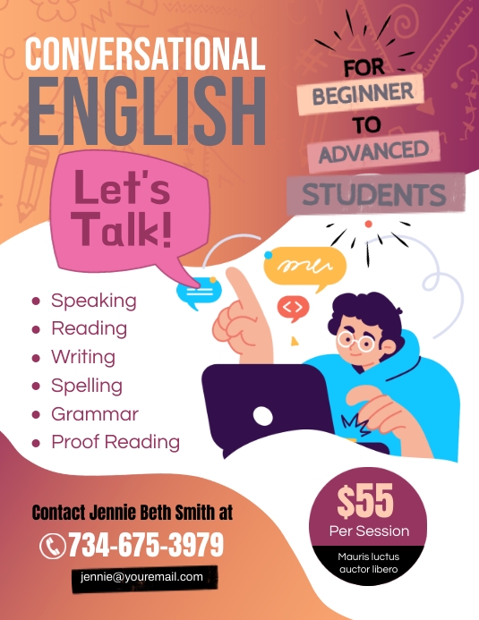 English Tutoring Flyer Template | PosterMyWall