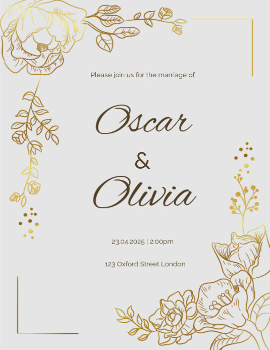 Engraving gold wedding invitation Template | PosterMyWall