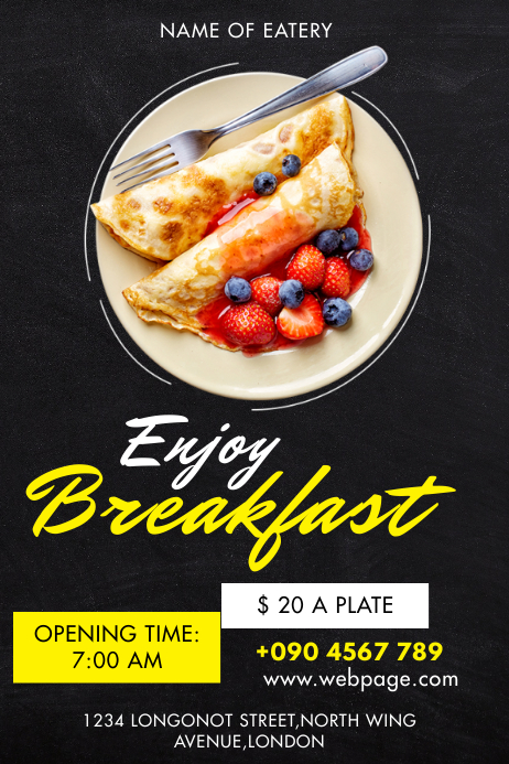 ENJOY BREAKFAST FLYER Template | PosterMyWall