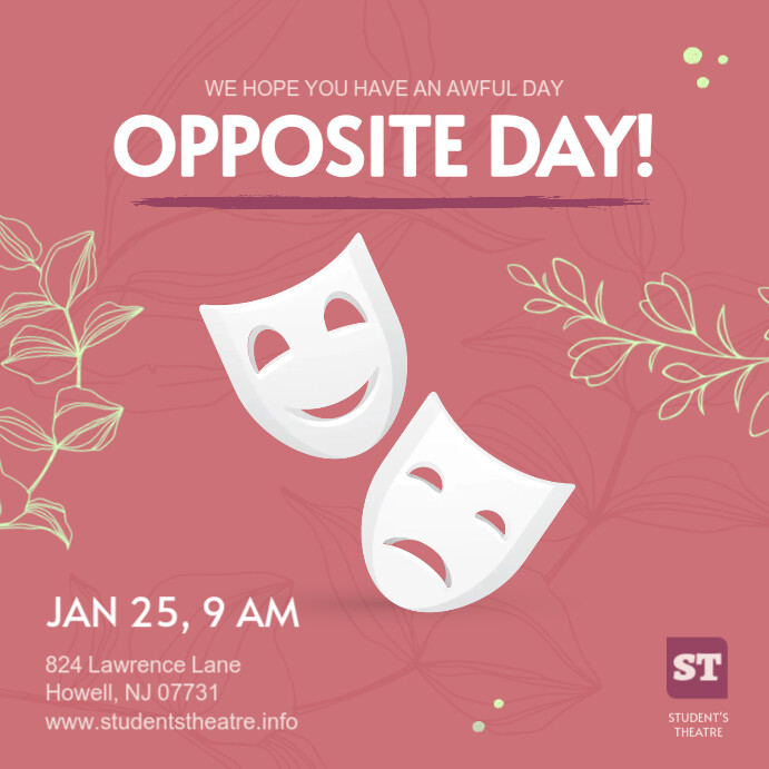 Plantilla de Enjoy national opposite day template | PosterMyWall