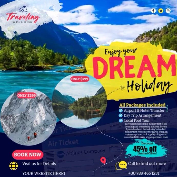 Enjoy Your Dream Holiday Template | PosterMyWall