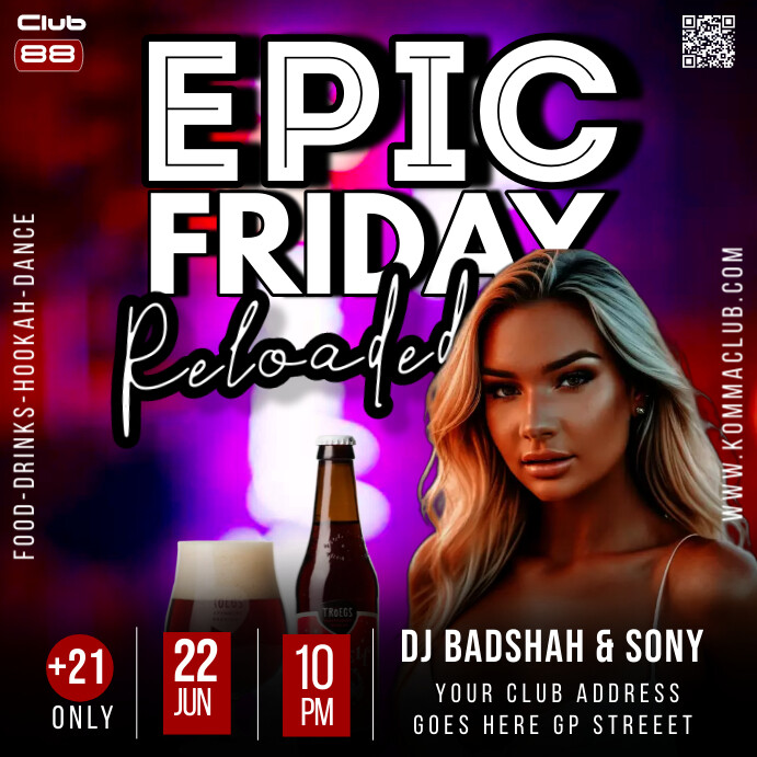 Epic Friday night reloaded party Template | PosterMyWall