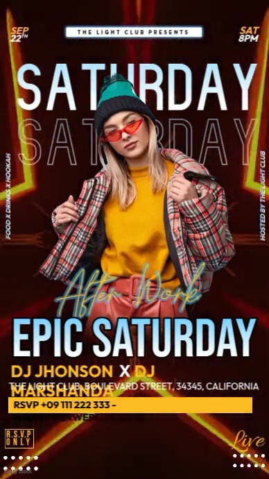 Epic Saturday Party Video Template | PosterMyWall