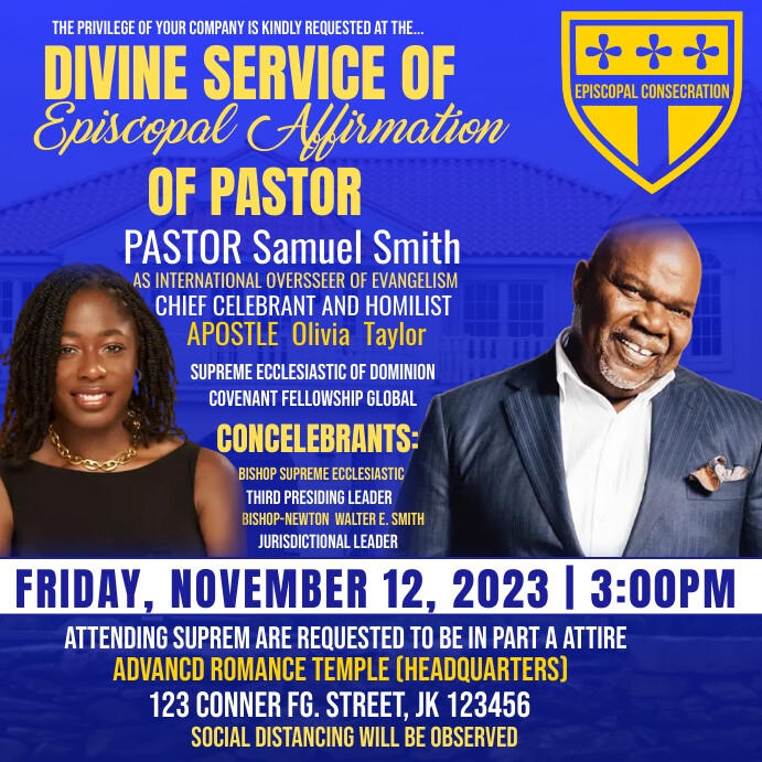 Episcopal Consecration flyer , bishop and ch Template | PosterMyWall