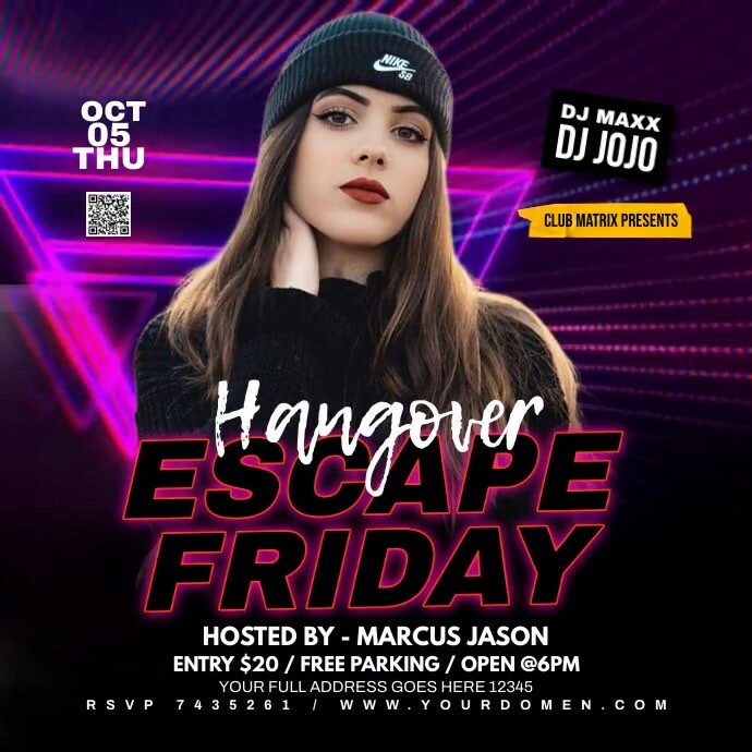 Plantilla de Escape friday hangover | PosterMyWall