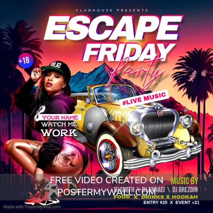 Plantilla de ESCAPE FRIDAY PARTY | PosterMyWall