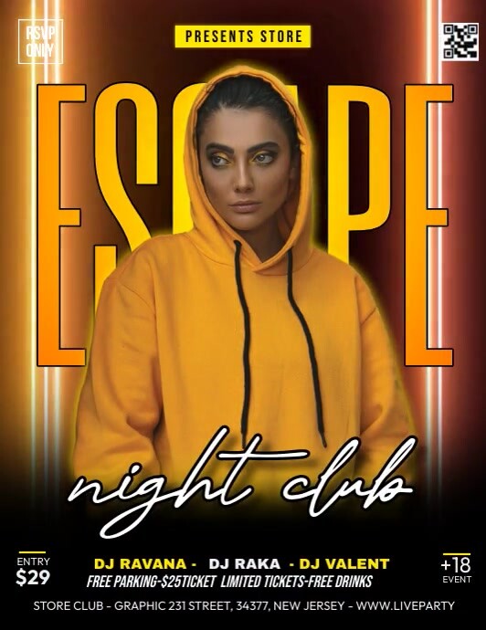 Plantilla de Escape Night Club | PosterMyWall