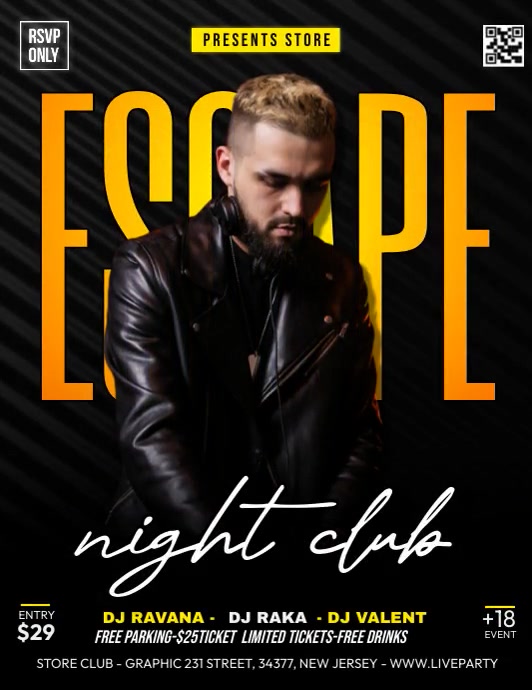 Modèle Escape Night Club | PosterMyWall