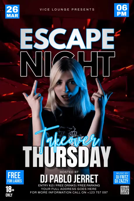 Escape night thursday takeover Template | PosterMyWall