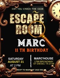 Escape Room Birthday Party A6 Template | PosterMyWall