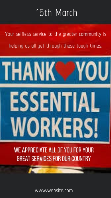 essential workers thanks and appreciation day Template | PosterMyWall