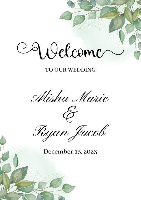 Eucalyptus Wedding welcome sign Template | PosterMyWall