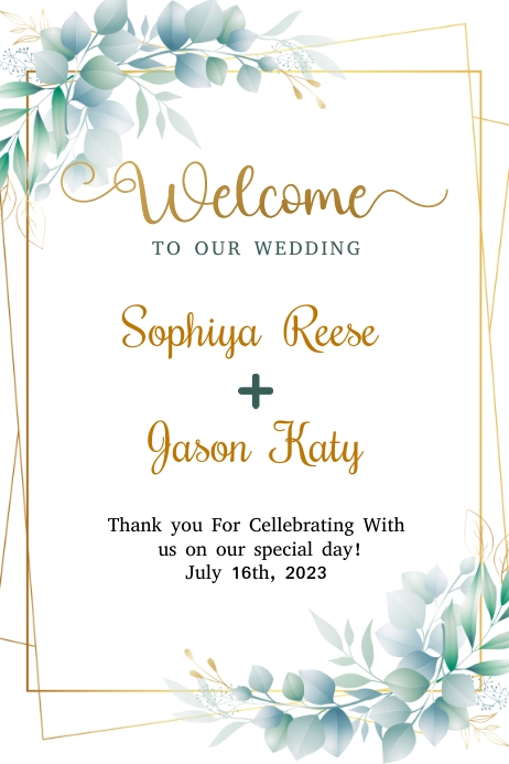Eucalyptus Wedding Welcome Sign Template | PosterMyWall