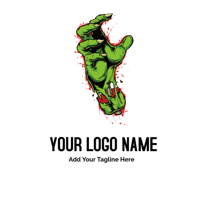 Euclidean Zombie Illustration, Skull Hand Print, Logo Template ...