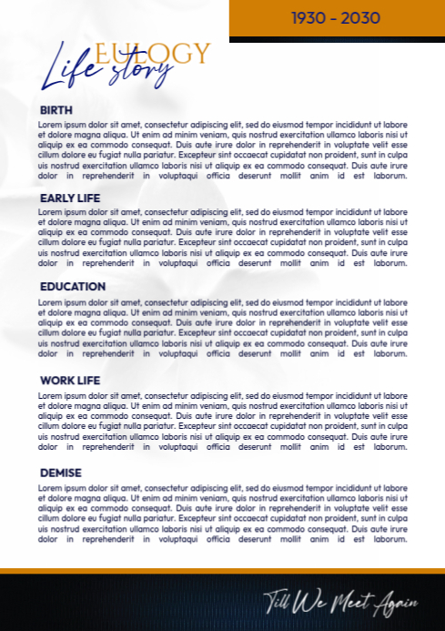 Eulogy Programme inside design Template | PosterMyWall