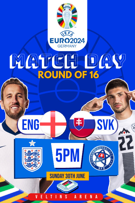 EURO 2024 ENGLAND VS SLOVAKIA Template | PosterMyWall