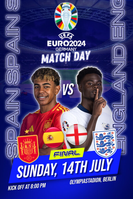 Copy of EURO 2024 FINAL MACTH DAY SPAIN VS ENGLAND | PosterMyWall