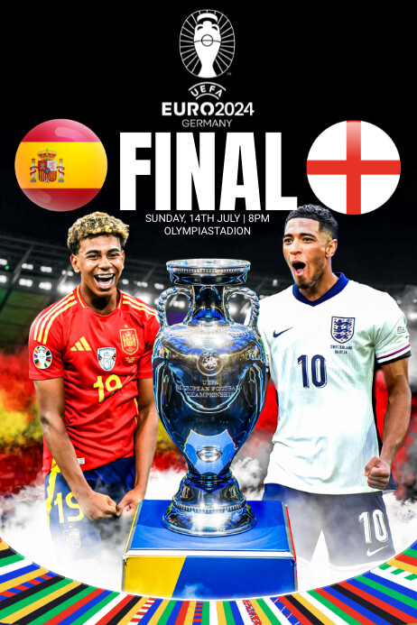 EURO 2024 FINAL MATCH DAY SPAIN VS ENGLAND Template | PosterMyWall