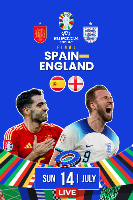 EURO 2024 FINAL SPAIN VS ENGLAND Template | PosterMyWall