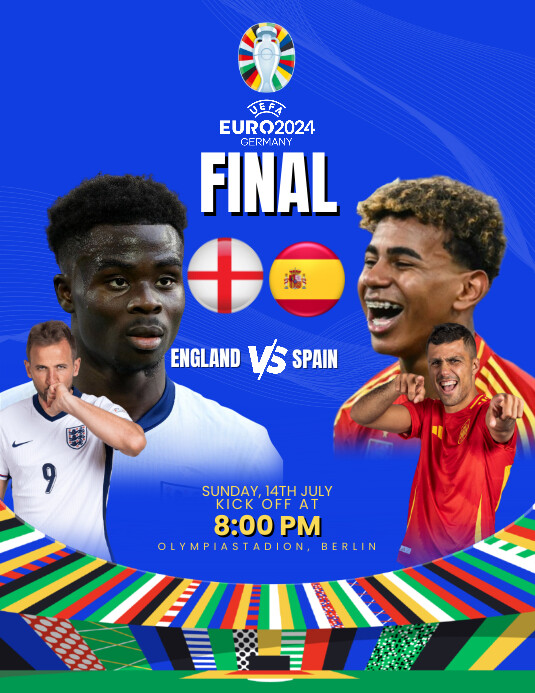 Euro 2024 final Spain vs England Template | PosterMyWall