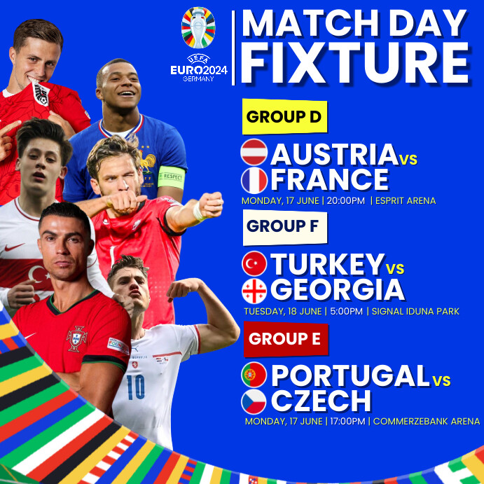 EURO 2024 FIXTURE MATCH DAY Template | PosterMyWall