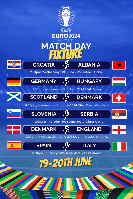 EURO 2024 FIXTURE MATCH DAY Template | PosterMyWall